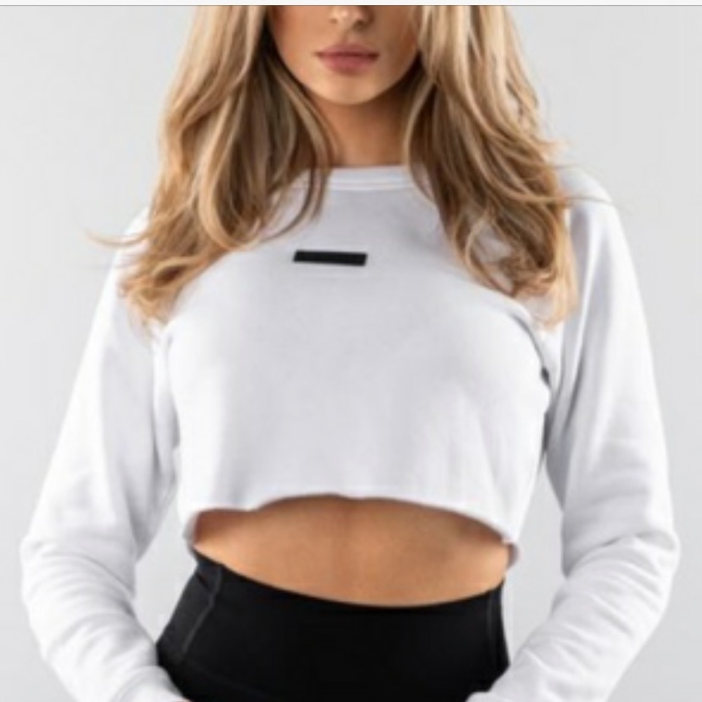 Alphalete White Identity Cropped Sweater S - Gem